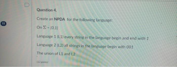 Solved Create an NPDA for the following language: On | Chegg.com