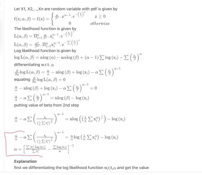 Solved find maximum likelihood from a weibull pdf 2- find | Chegg.com