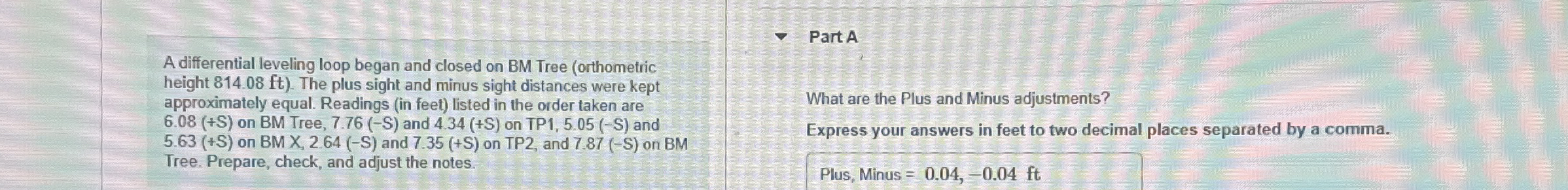Solved A differential leveling loop began and closed on BM | Chegg.com