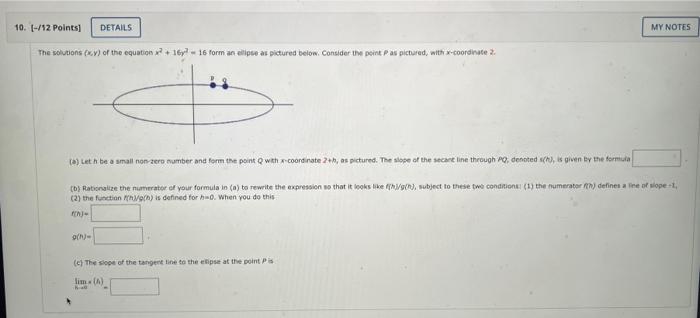 The solutions (x,y) of the equation x2+16y2=16 form | Chegg.com