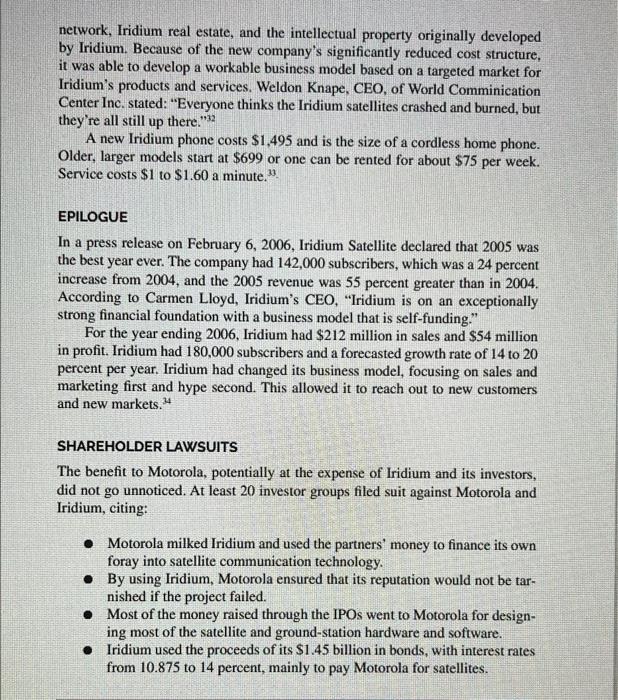 Solved The Rise, Fall, and Resurrection of Iridium: A | Chegg.com