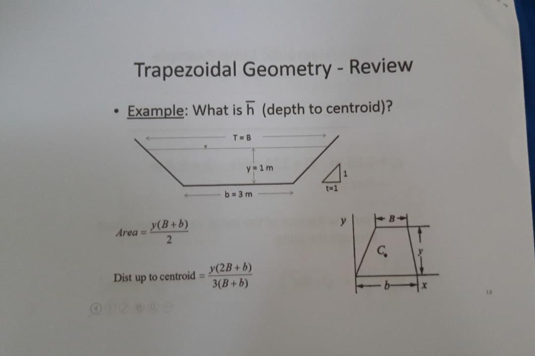 Solved Trapezoidal Geometry - Review Example: What is h | Chegg.com