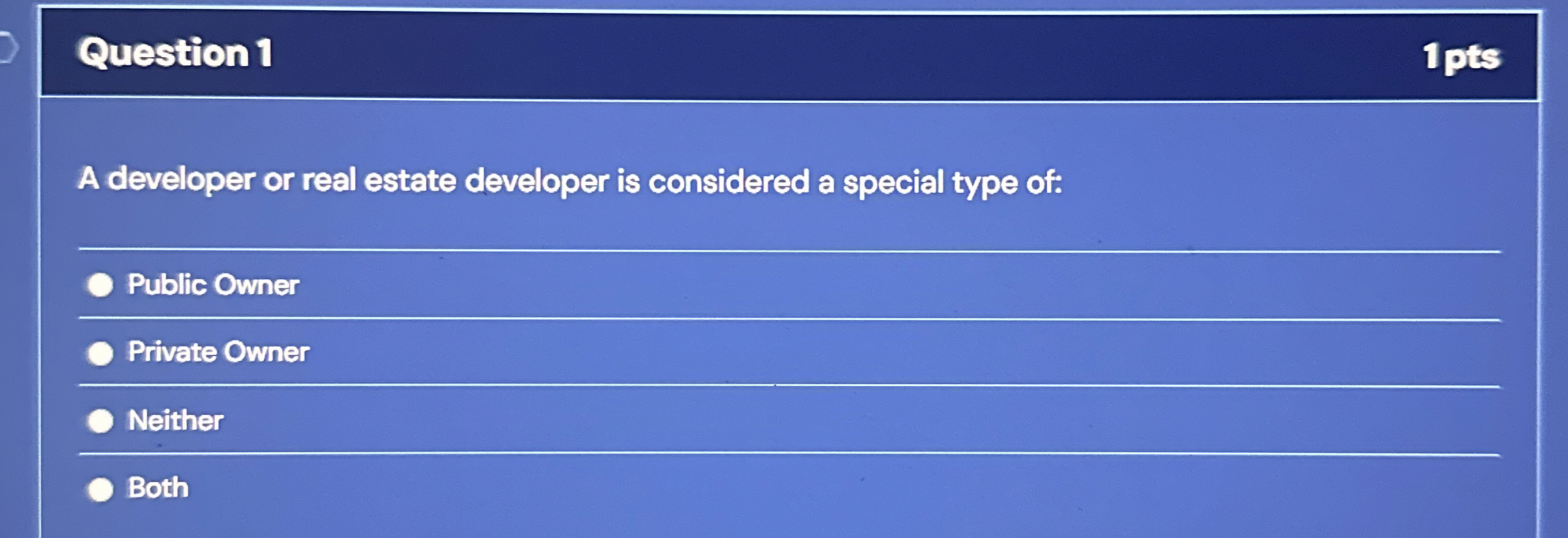 Solved Question 1A developer or real estate developer is | Chegg.com