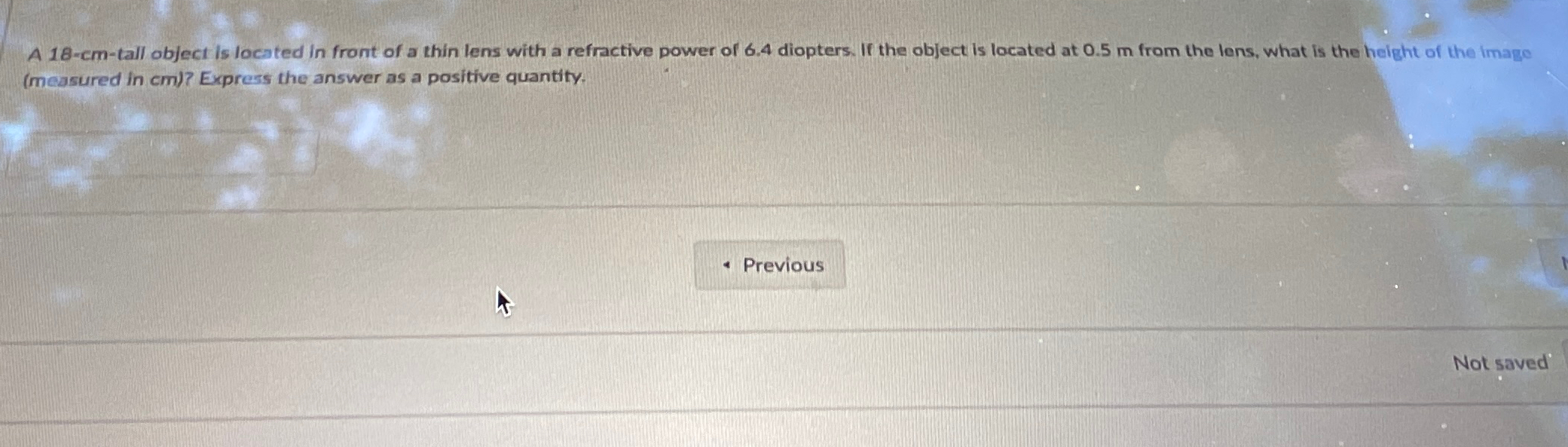 Solved A 18-cm-tall object is located in front of a thin | Chegg.com
