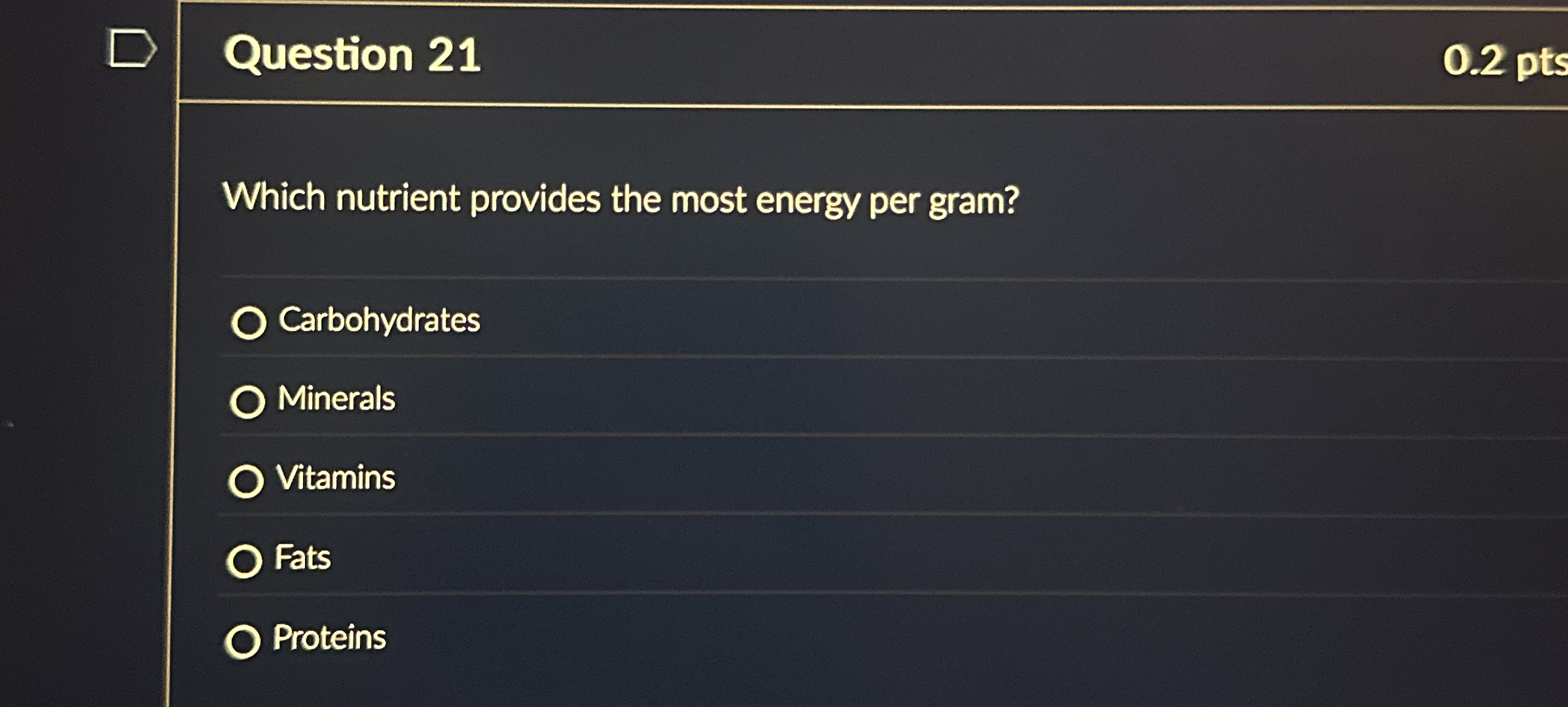 Solved Question 210.2 ﻿ptsWhich nutrient provides the most | Chegg.com