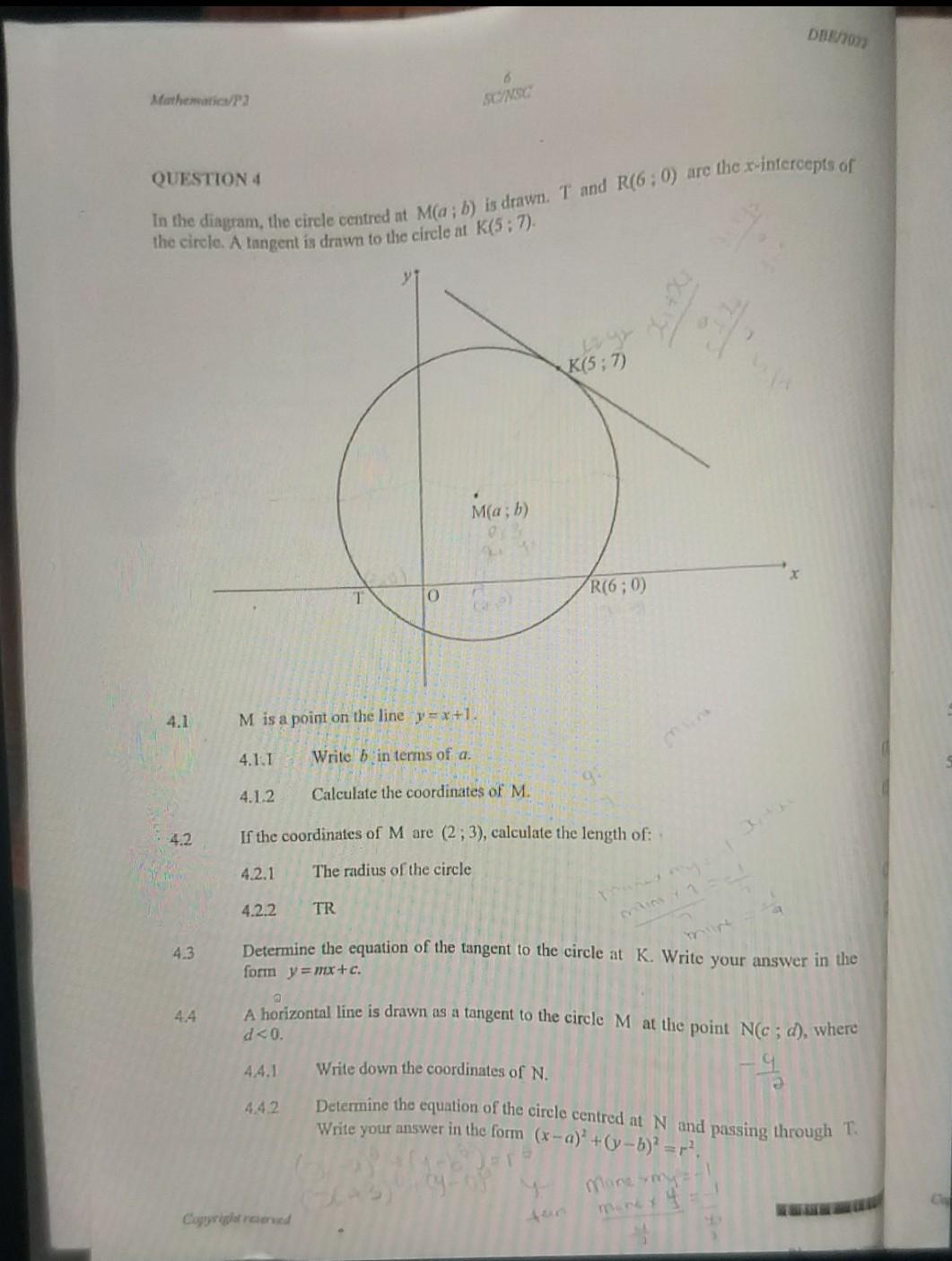 Solved DBE/2022 Mathematica/P 6 SCINSC QUESTION 4 In the | Chegg.com
