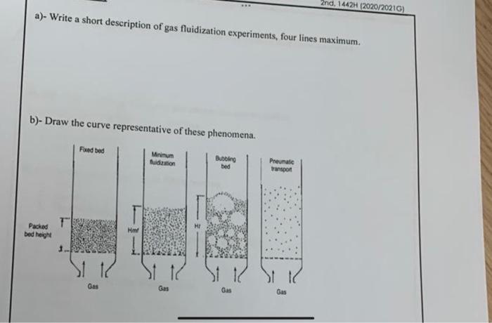 Solved a)- Write a short description of gas fluidization | Chegg.com