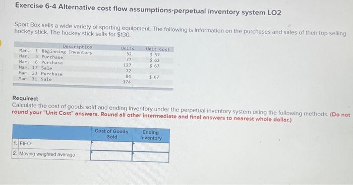 Solved Exercise 6-4 Alternative cost flow | Chegg.com