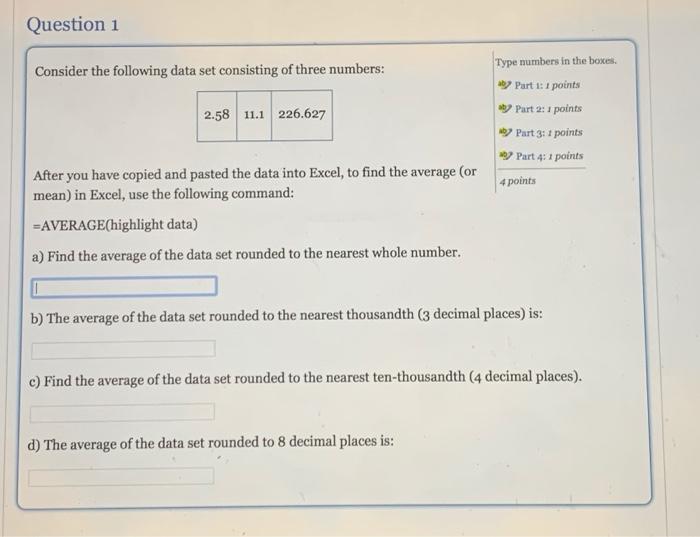 Solved Question 1 Consider the following data set consisting | Chegg.com