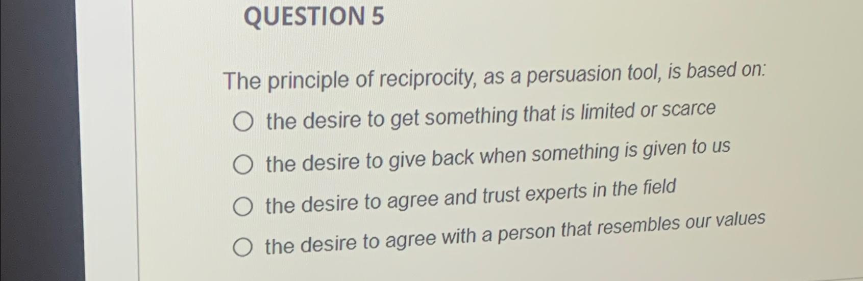 Solved QUESTION 5The principle of reciprocity, as a | Chegg.com