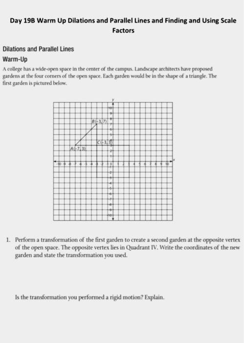 Solved Day 19B Warm Up Dilations and Parallel Lines and | Chegg.com