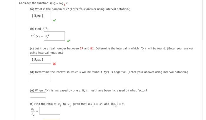 Solved Consider the function f(x) = log3. X. (a) What is the | Chegg.com