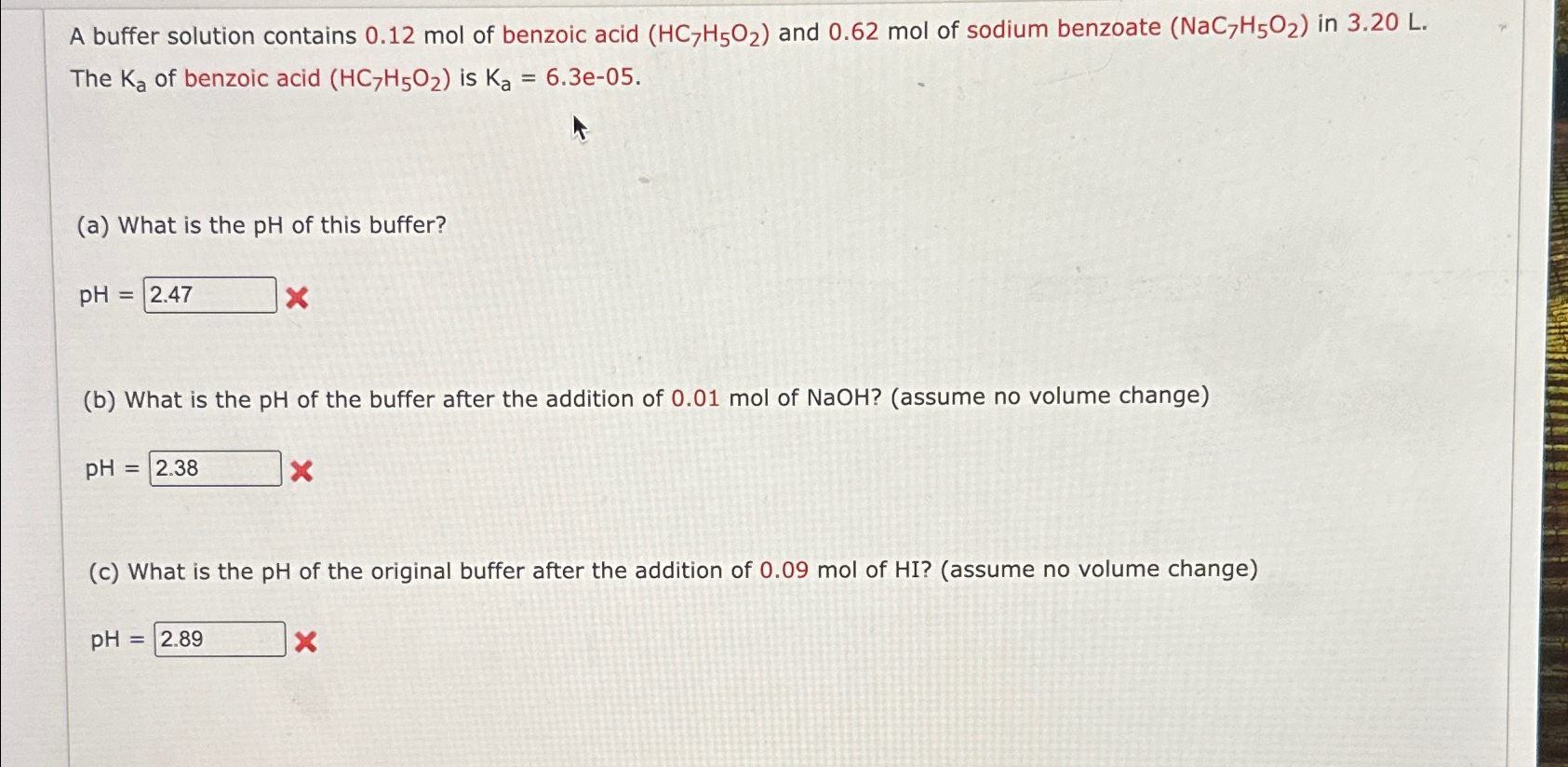 Solved A buffer solution contains 0.12mol of benzoic acid | Chegg.com