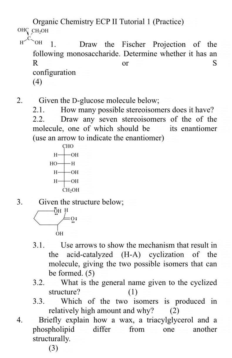 Solved Organic Chemistry ECP II Tutorial 1 (Practice) 1. | Chegg.com