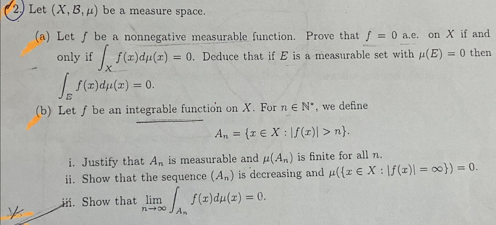 Solved Let X B μ ﻿be A Measure Space A ﻿let F ﻿be A