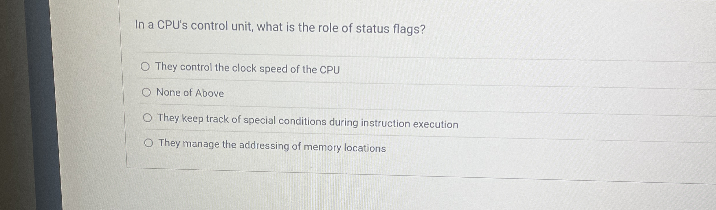 Solved In a CPU's control unit, what is the role of status | Chegg.com Solved In a CPU's control unit, what is the role of status | Chegg.com