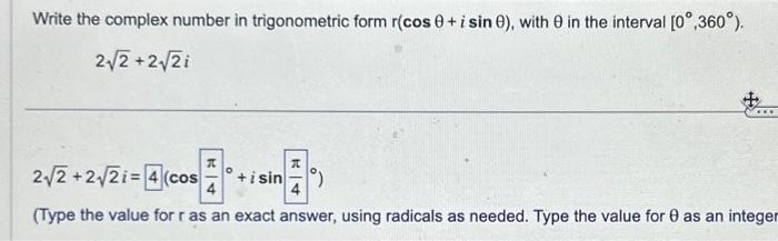 Solved Write the complex number in trigonometric form | Chegg.com