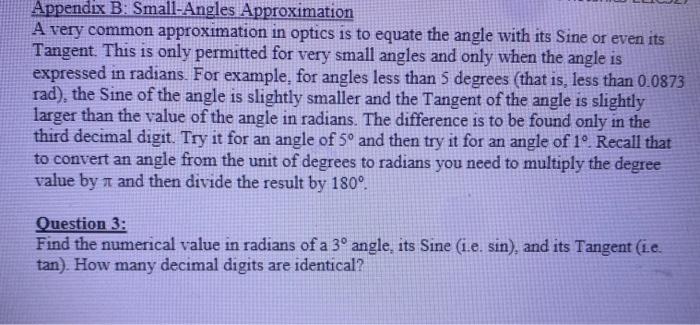 Solved Appendix B:Small-Angles Approximation A very common | Chegg.com