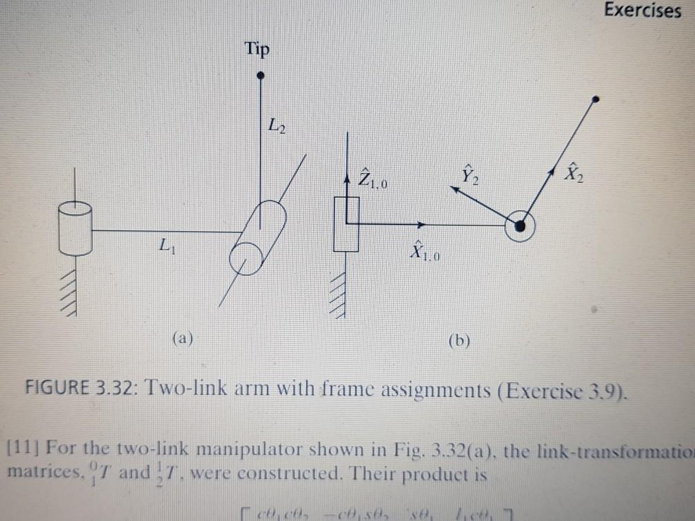Solved 3.9 [11] For the two-link manipulator shown in Fig. | Chegg.com