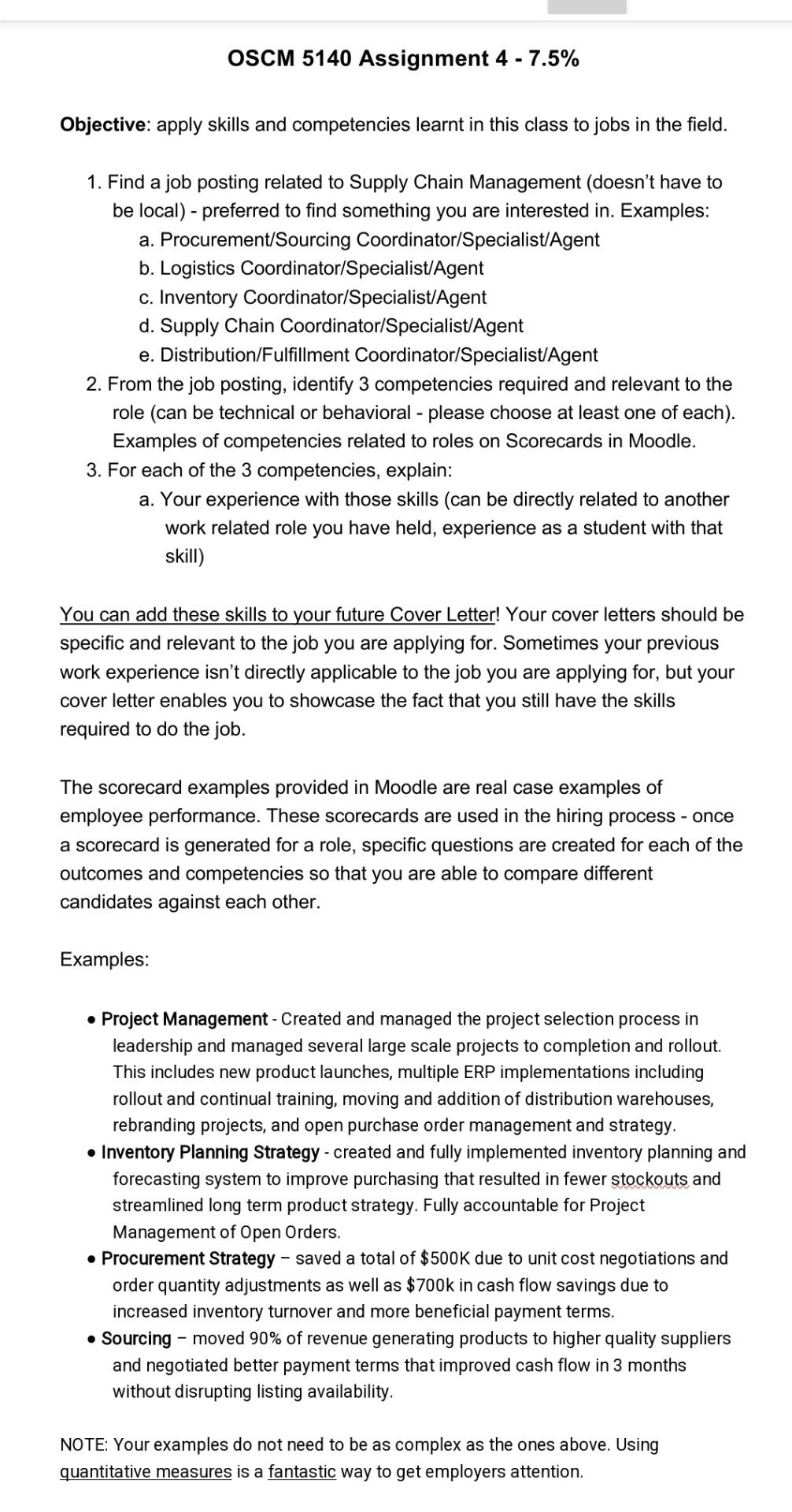 Solved OSCM 5140 Assignment 4 - 7.5\% Objective: apply | Chegg.com