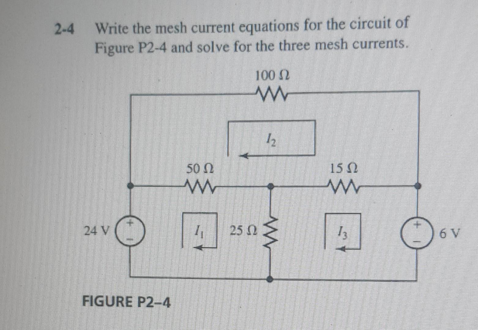 Solved 2-4 Write the mesh current equations for the circuit | Chegg.com