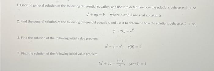Solved 1. Find the general solution of the following | Chegg.com