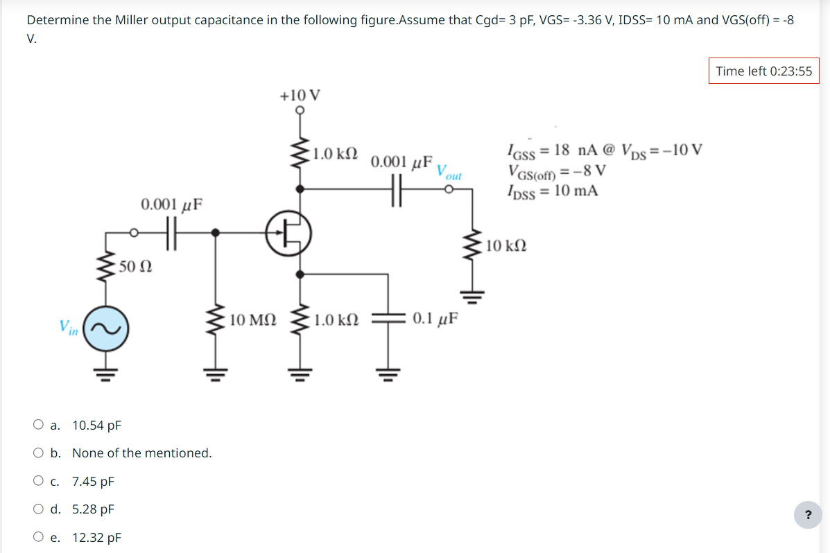 Solved Determine the Miller output capacitance in the | Chegg.com