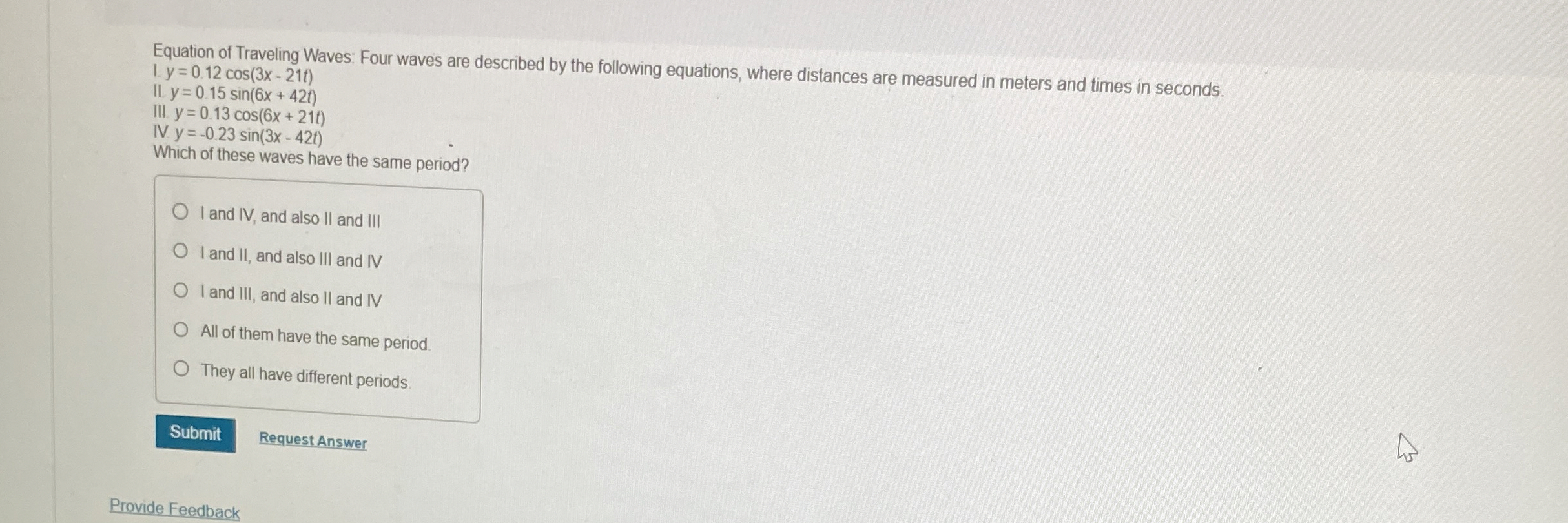 Solved Equation of Traveling Waves: Four waves are described | Chegg.com