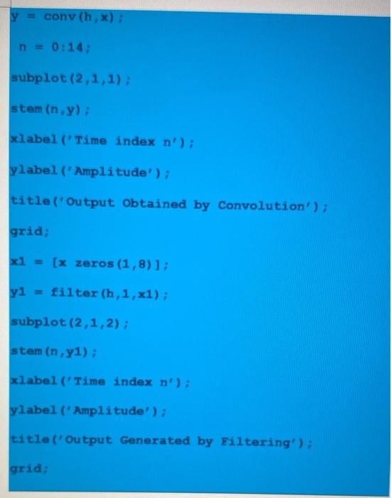 Solved Program P1 5 h=[321−210−403]; \%impulse response | Chegg.com