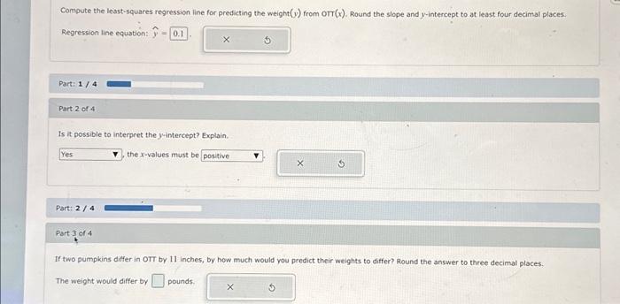 Solved Compute the least-squares regression line for | Chegg.com