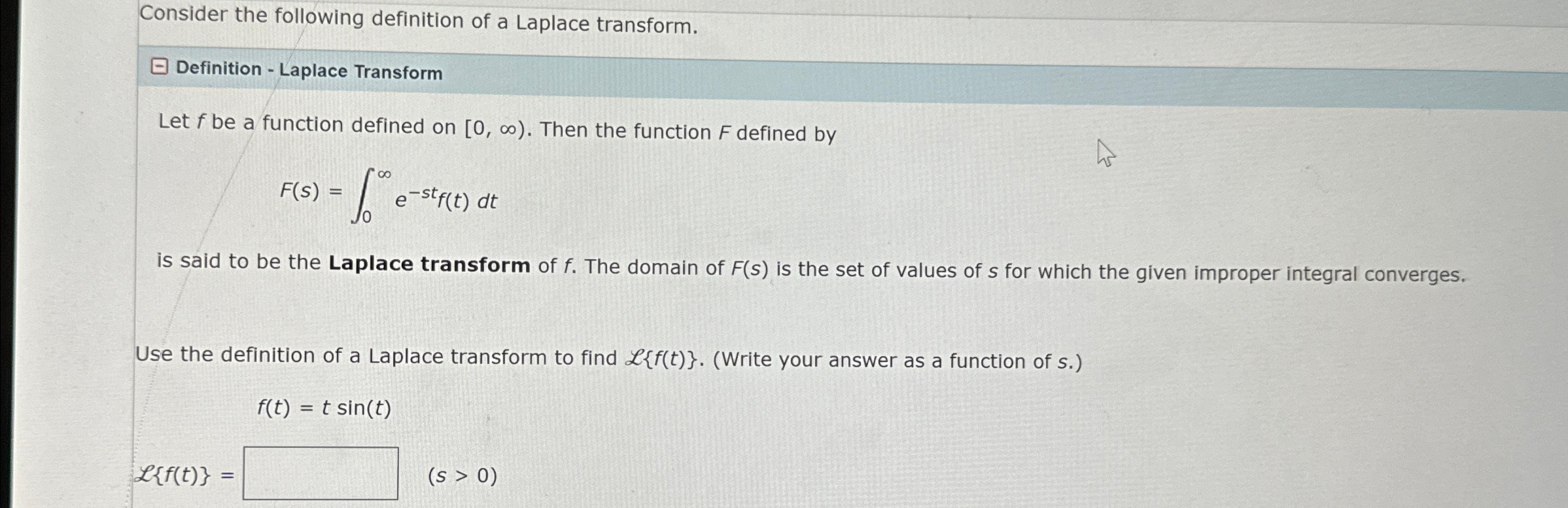 Solved Consider the following definition of a Laplace | Chegg.com