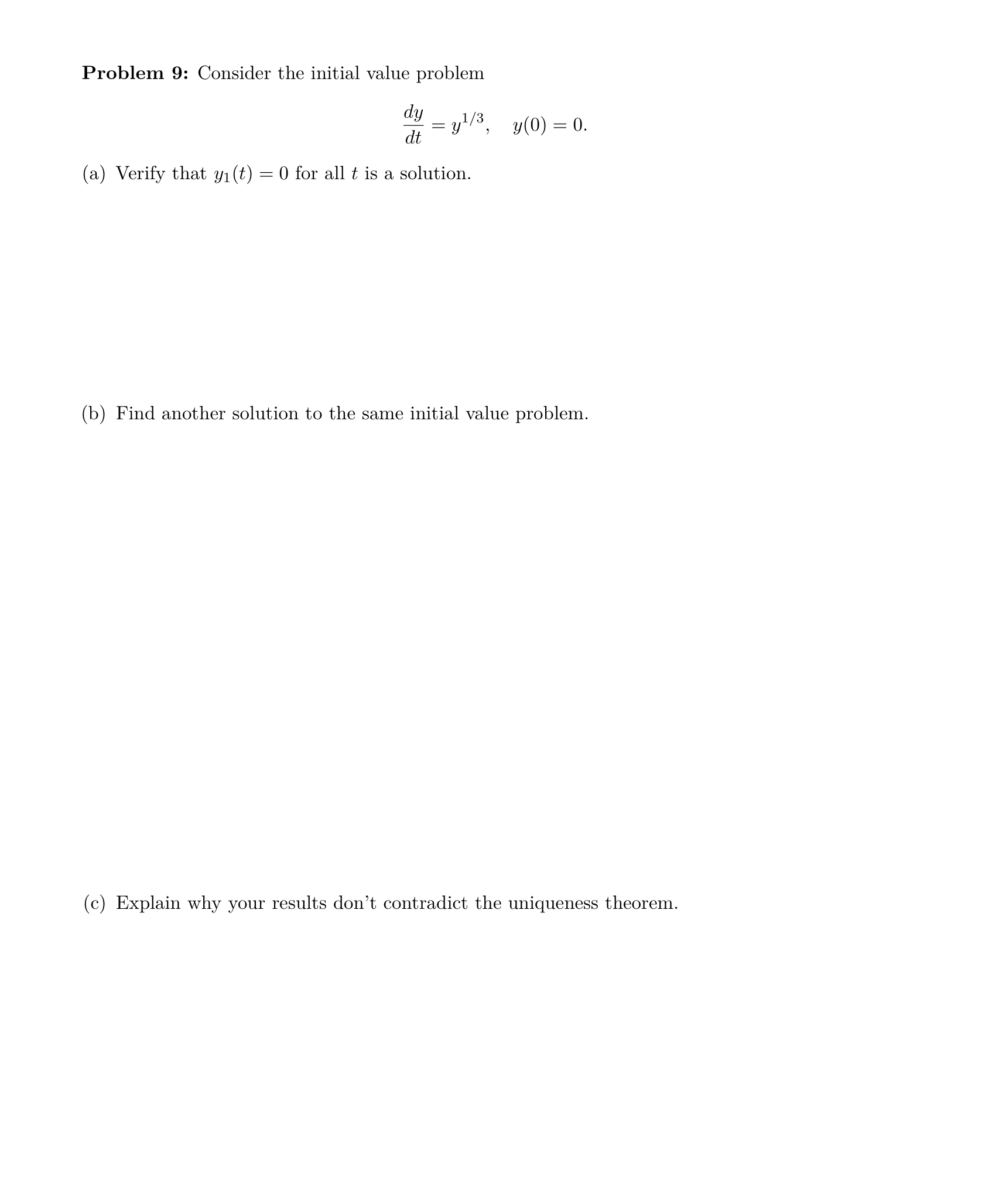 Solved Problem 9: Consider the initial value | Chegg.com