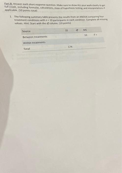 Solved Part B: Answer each short response question. Make | Chegg.com