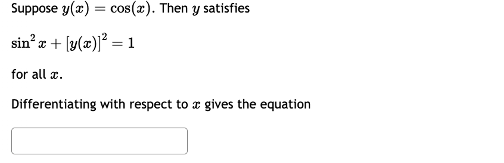 Solved Suppose y(x)=cos(x). ﻿Then y | Chegg.com