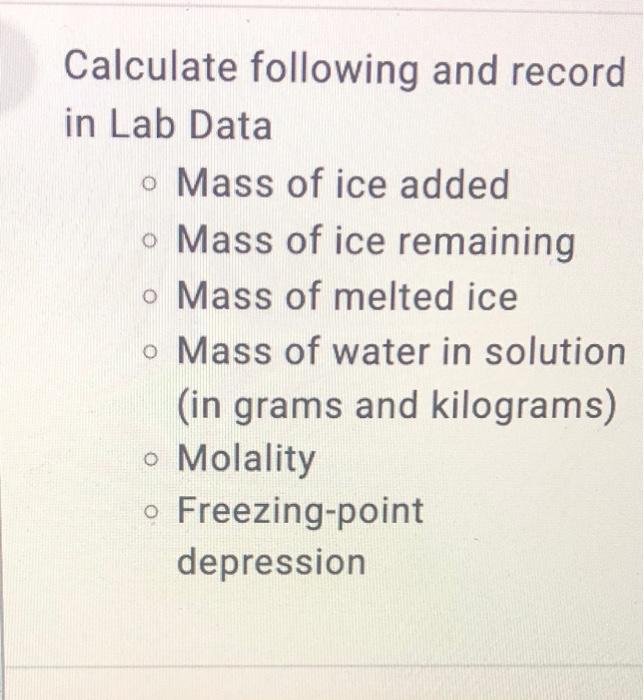 Solved Lab Data\begin{tabular}{|c|c|c|c|} \hline Mass of ice | Chegg.com
