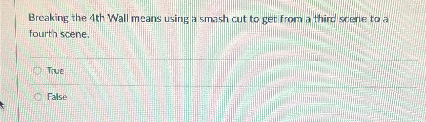 Solved Breaking the 4th Wall means using a smash cut to get | Chegg.com