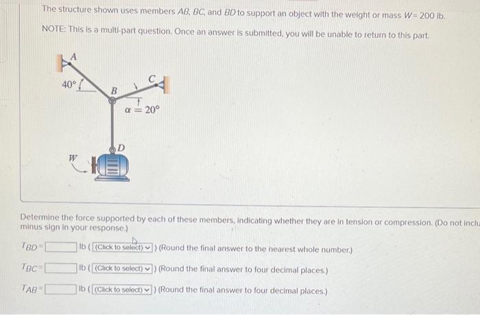 Solved determine the forces supported by each of the members | Chegg.com
