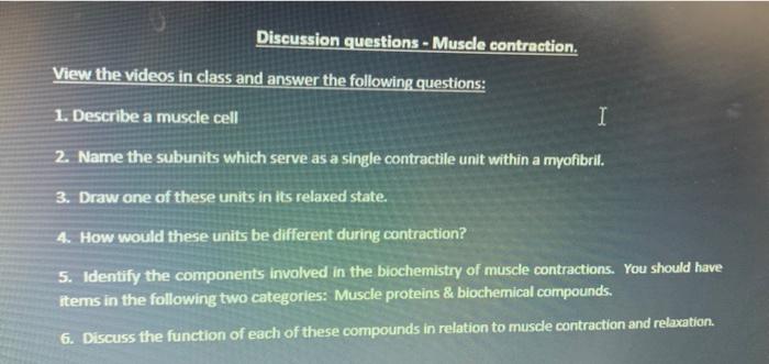 Solved Discussion questions - Muscle contraction. View the | Chegg.com