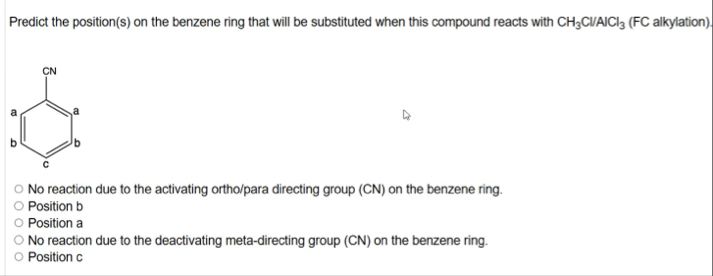 Solved Predict the position(s) ﻿on the benzene ring that | Chegg.com