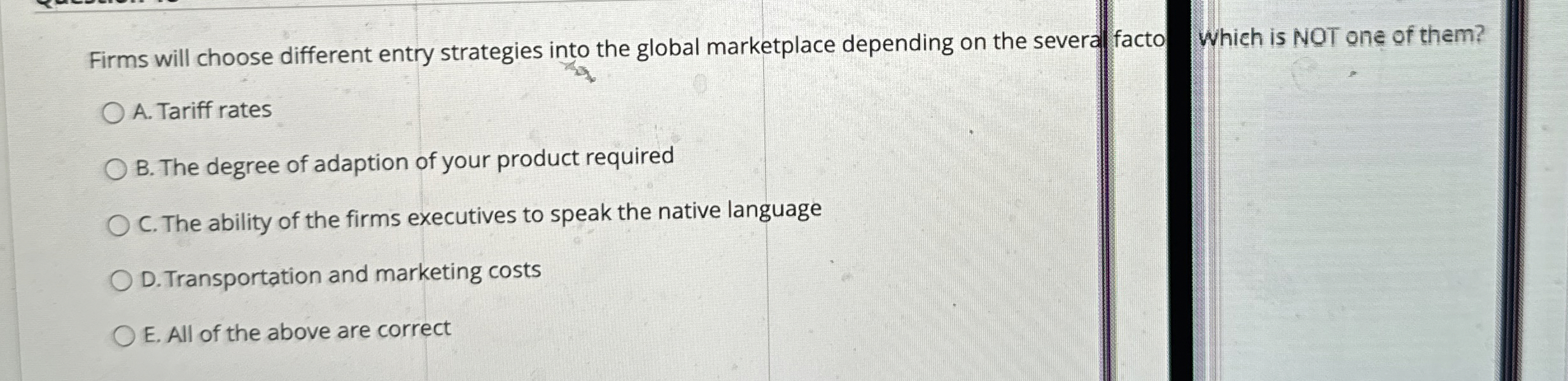 Solved Firms will choose different entry strategies into the | Chegg.com