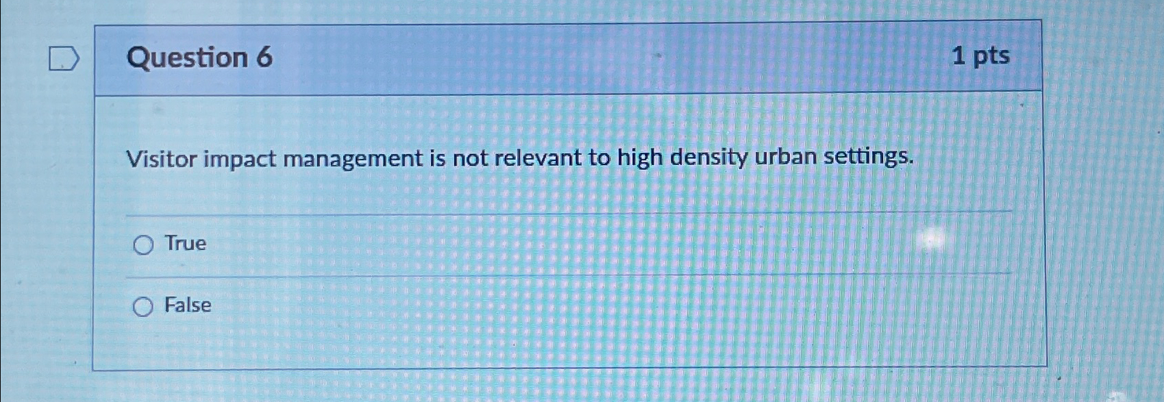 Solved Question 61ptsVisitor impact management is not | Chegg.com