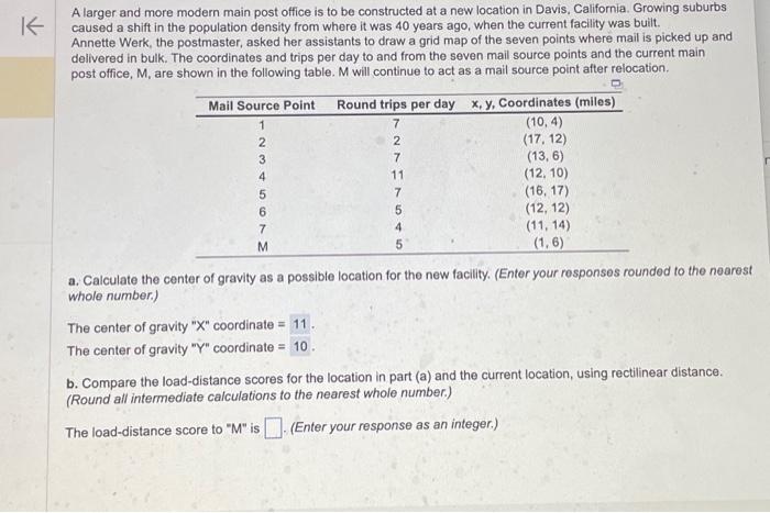 Solved (G) The load-distance score to "M" is __(H) The | Chegg.com