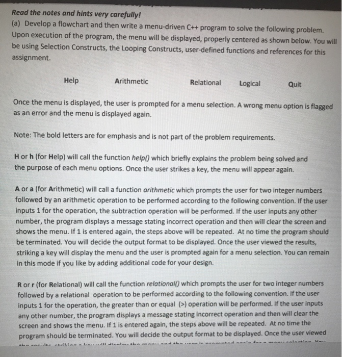 Solved Read the notes and hints very carefully! (a) Develop | Chegg.com