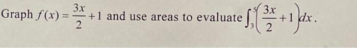Solved Graph f(x)=23x+1 and use areas to evaluate | Chegg.com