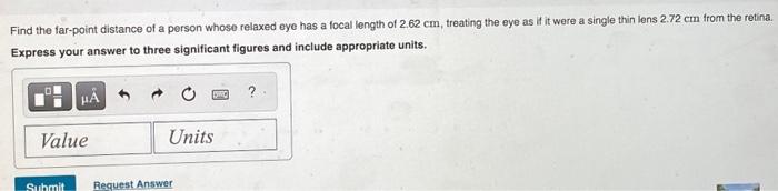 Solved Find the far-point distance of a person whose relaxed | Chegg.com