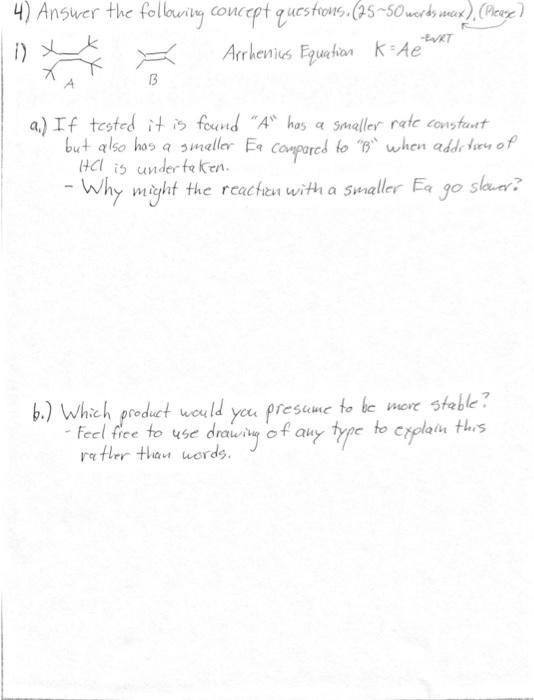 Solved 4) Answer the following concept questrons. (25 - 50 | Chegg.com