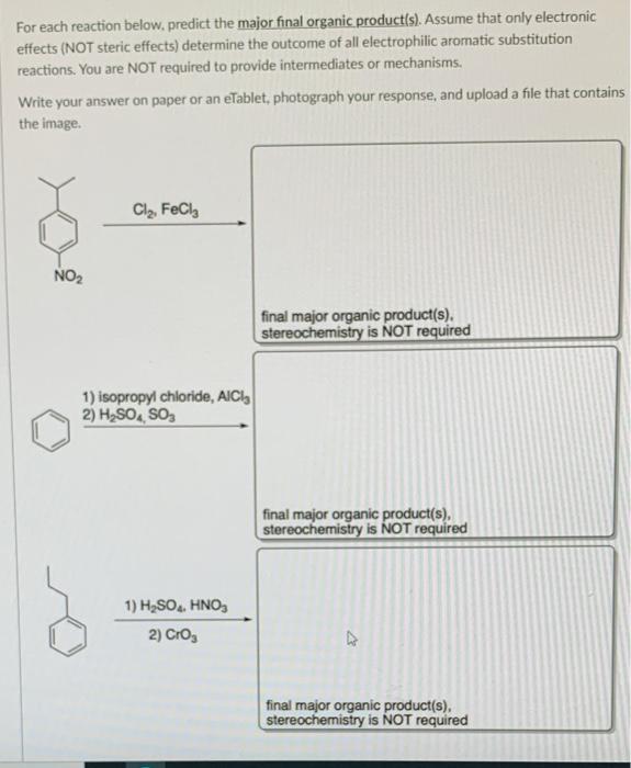 Solved For each reaction below, predict the major final | Chegg.com