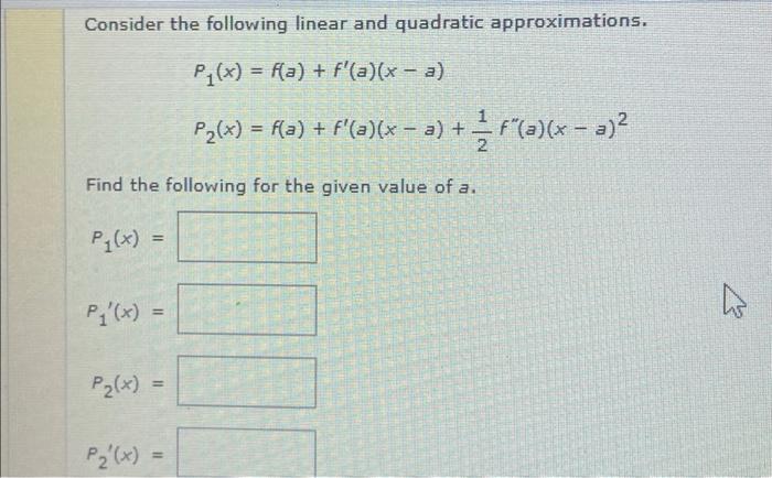 Consider the following linear and quadratic | Chegg.com