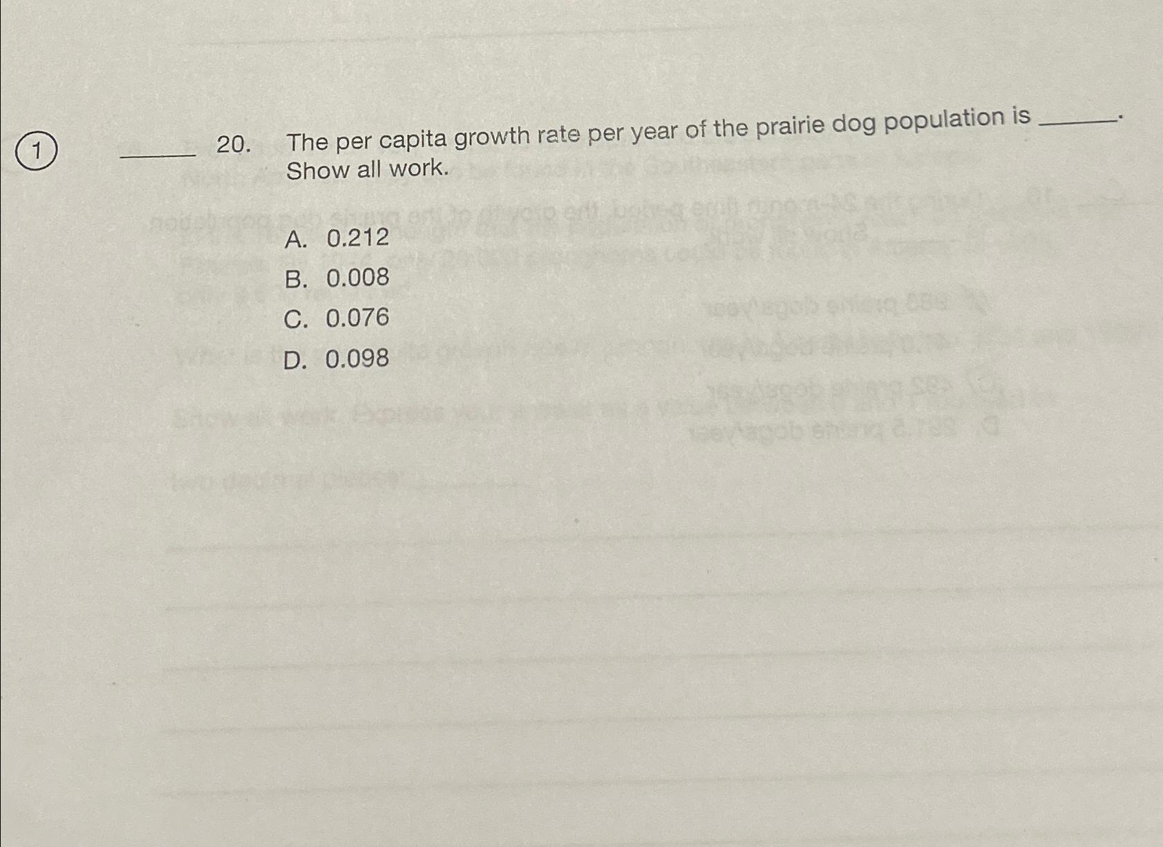Solved (1)20. ﻿The per capita growth rate per year of the | Chegg.com
