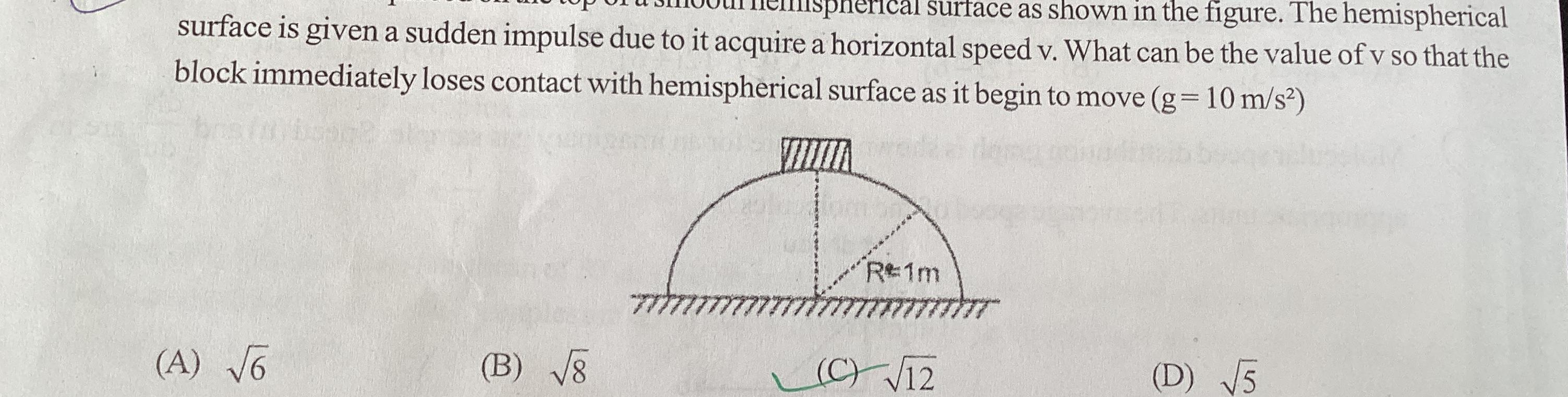 Solved surface is given a sudden impulse due to it acquire a | Chegg.com